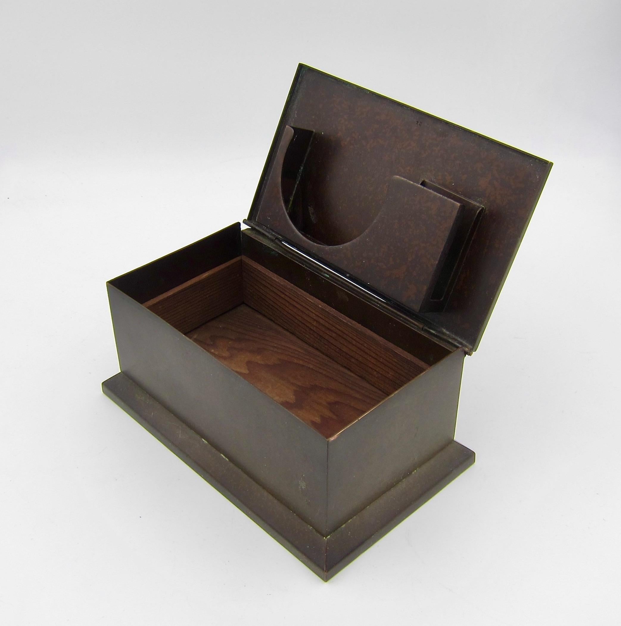 Heintz Art Metal Sterling on Bronze Cigar Box with Silver Geese at 1stDibs