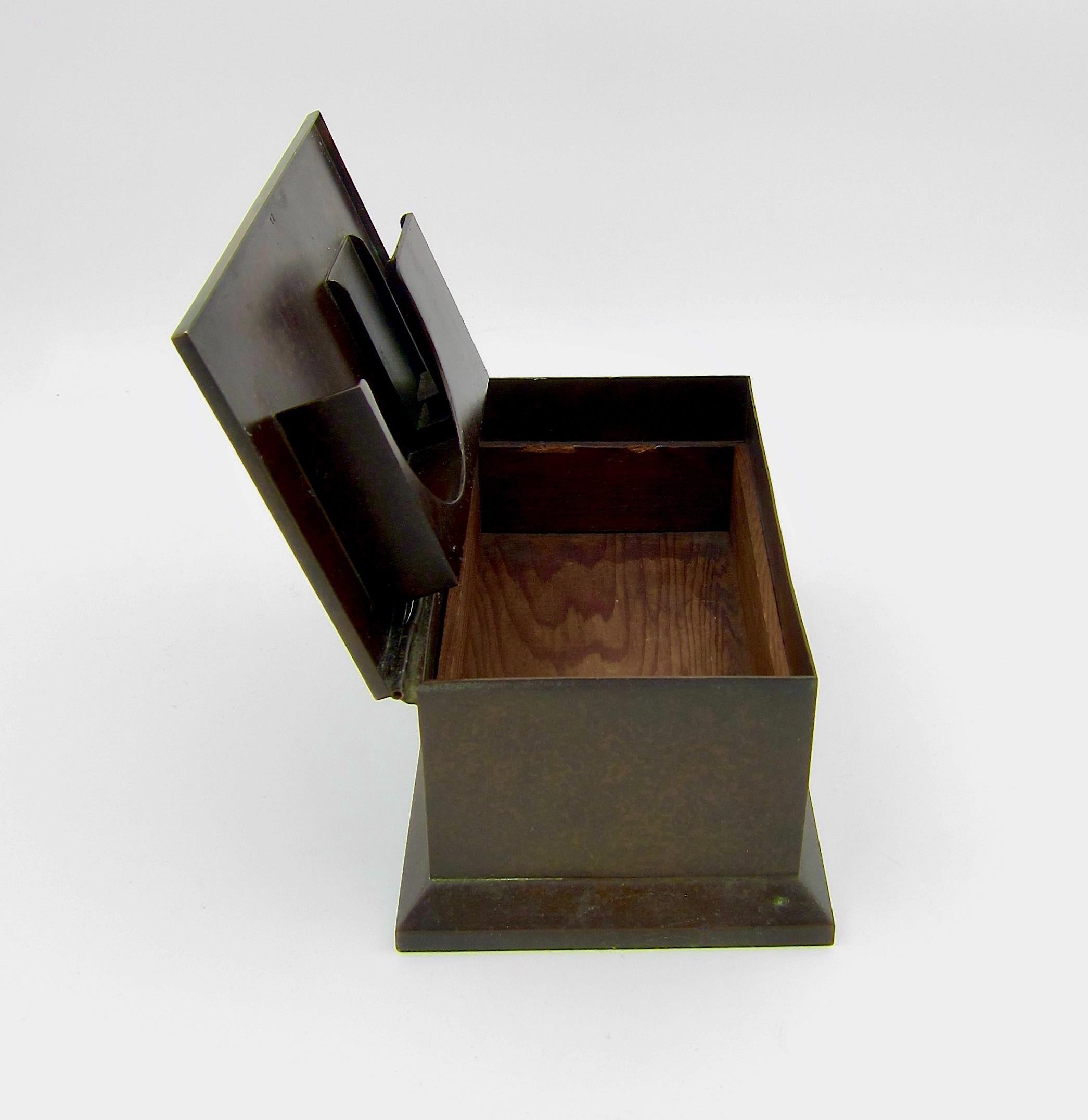 Heintz Art Metal Sterling on Bronze Cigar Box with Silver Geese at 1stDibs