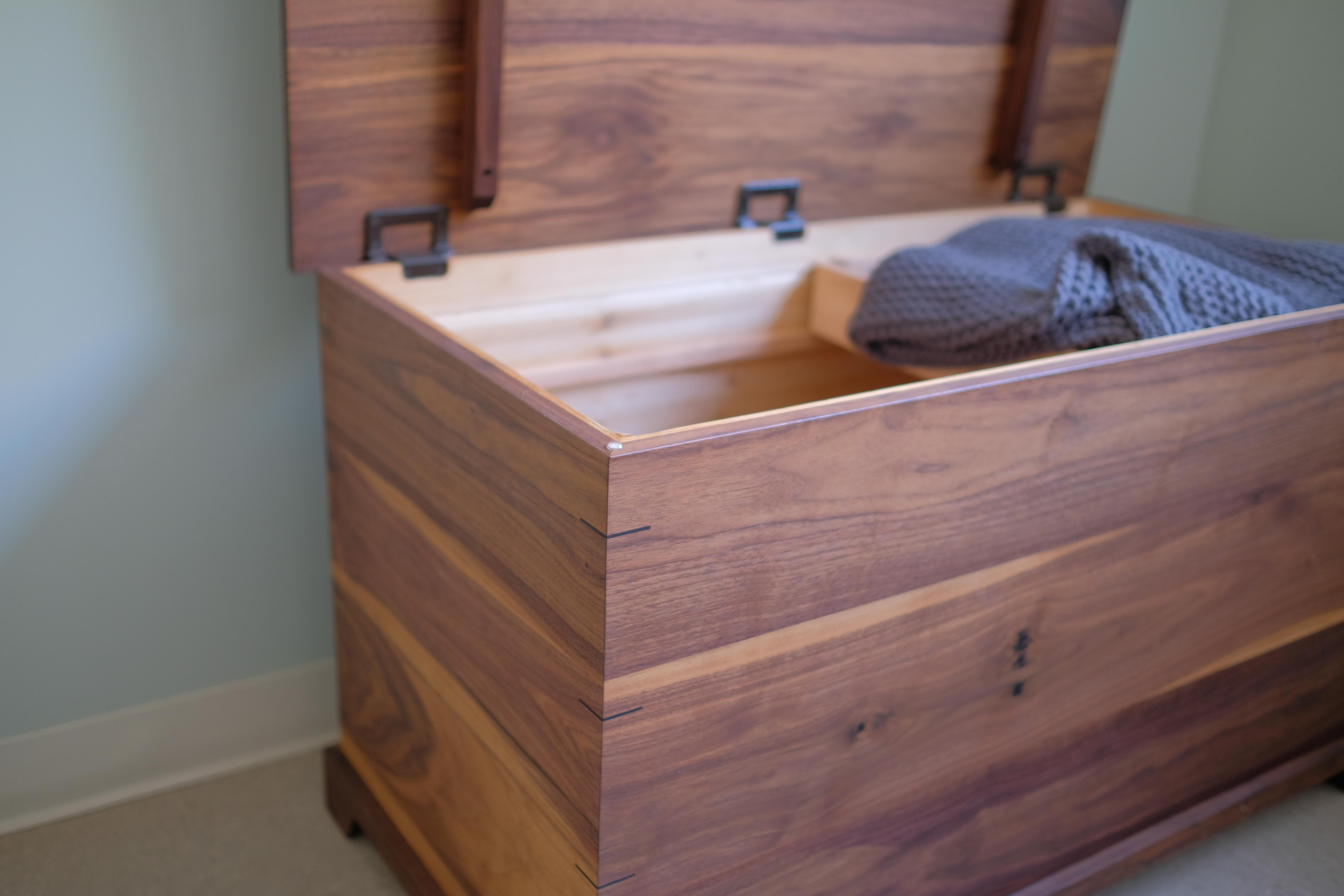 Modern Walnut Hope Chest, Cedar Lined For Sale at 1stDibs