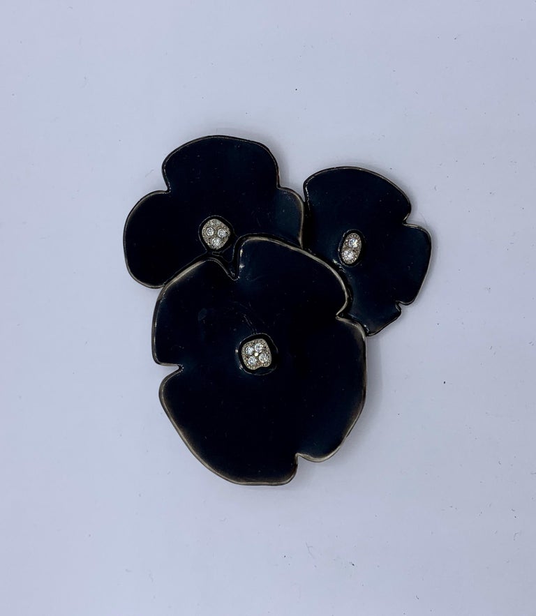 Helen Blythe-Hart Diamond Poppy Flower Pendant Brooch Necklace 14 Karat ...