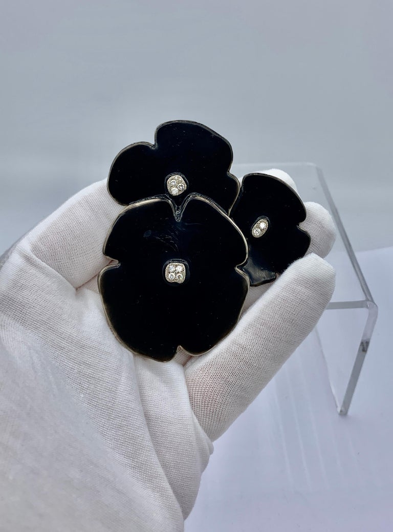 Helen Blythe-Hart Diamond Poppy Flower Pendant Brooch Necklace 14 Karat ...