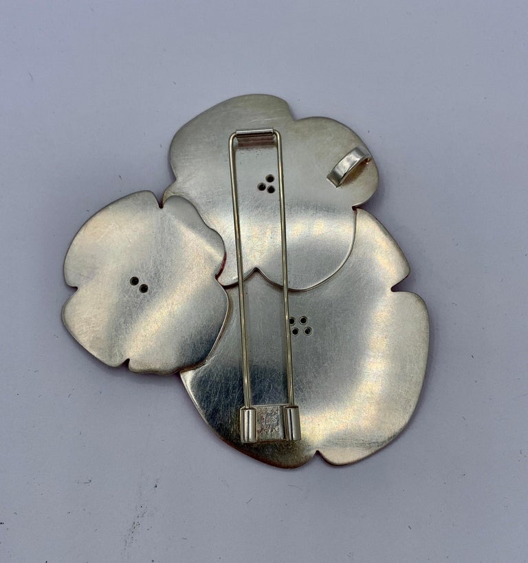 Helen Blythe-Hart Diamond Poppy Flower Pendant Brooch Necklace 14 Karat ...