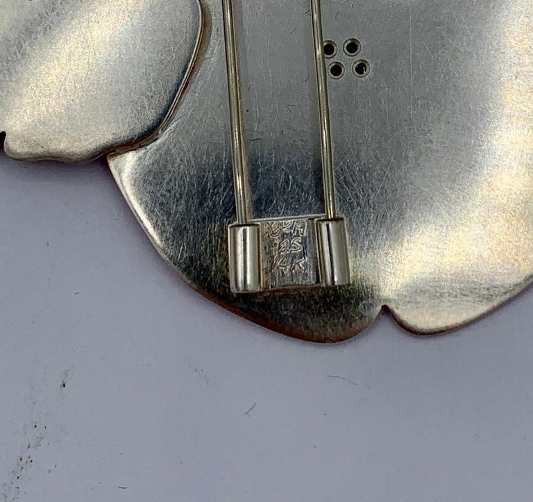 Helen Blythe-Hart Diamond Poppy Flower Pendant Brooch Necklace 14 Karat ...