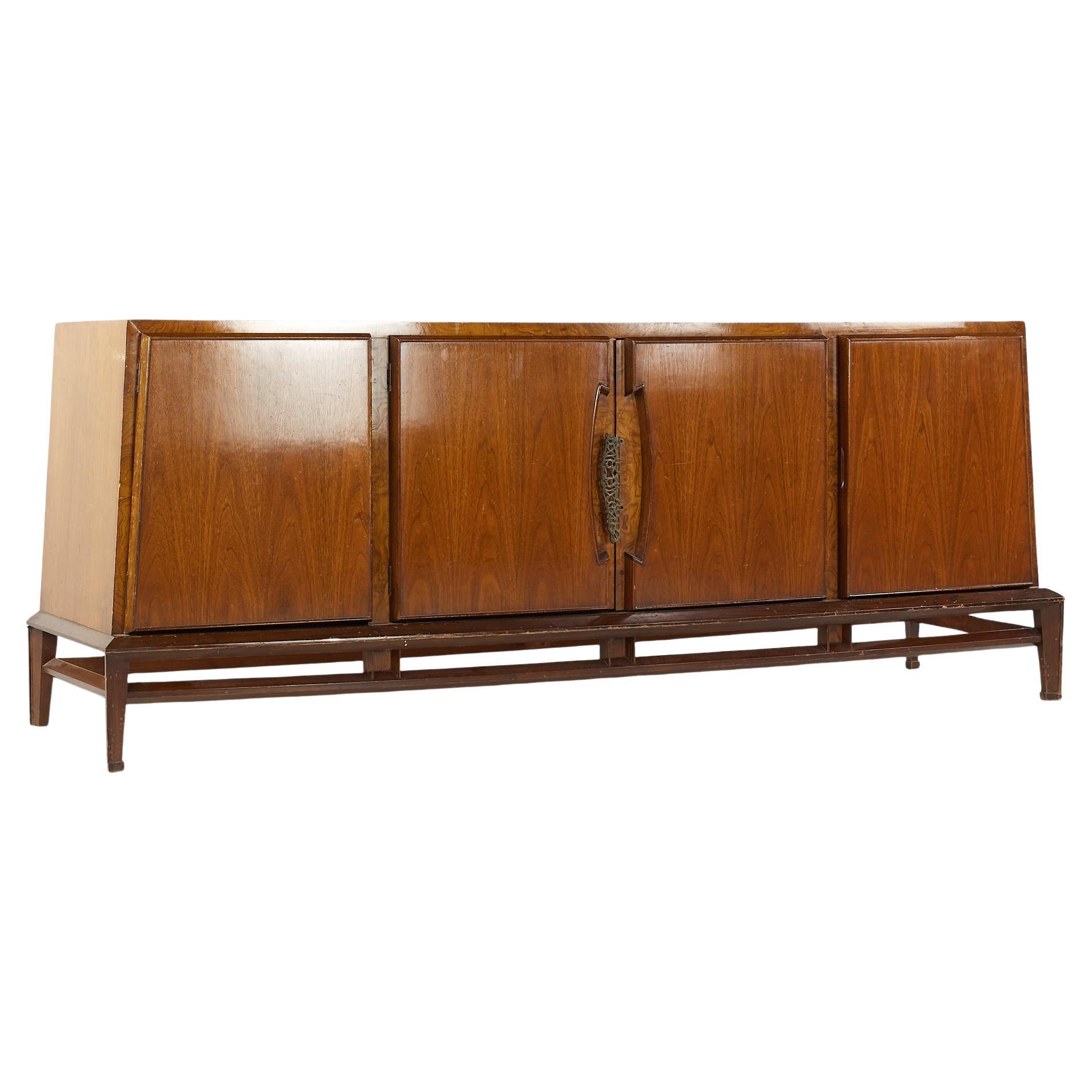 Helen and Hobey Baker Highboy Chest, Walnut and Brass, 1950's For Sale ...