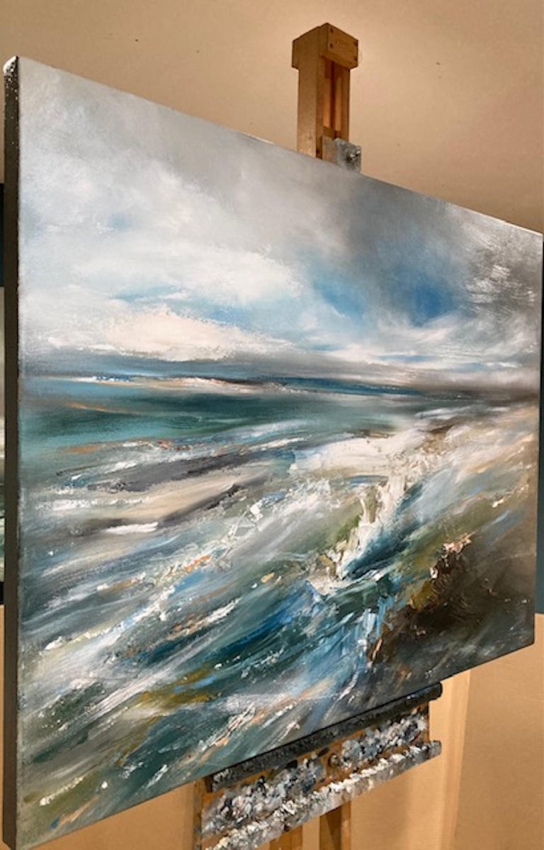 Helen Howells - Spilling Waves, Textured Seascape, Welsh Coastal ...