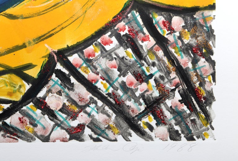 Helen Oji - Raining Umbrellas, Monotype by Helen Oji For Sale at 1stDibs