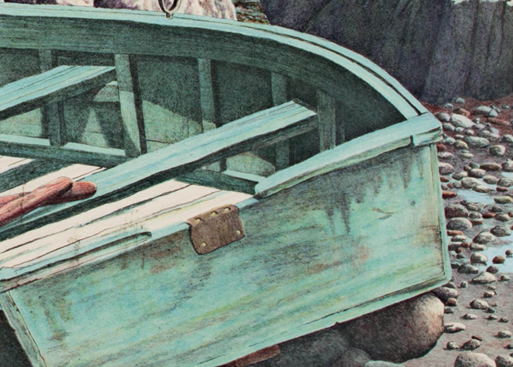 Helen Rundell - "Ebb Tide, " Original Color Rowboat Seaside Lithograph ...