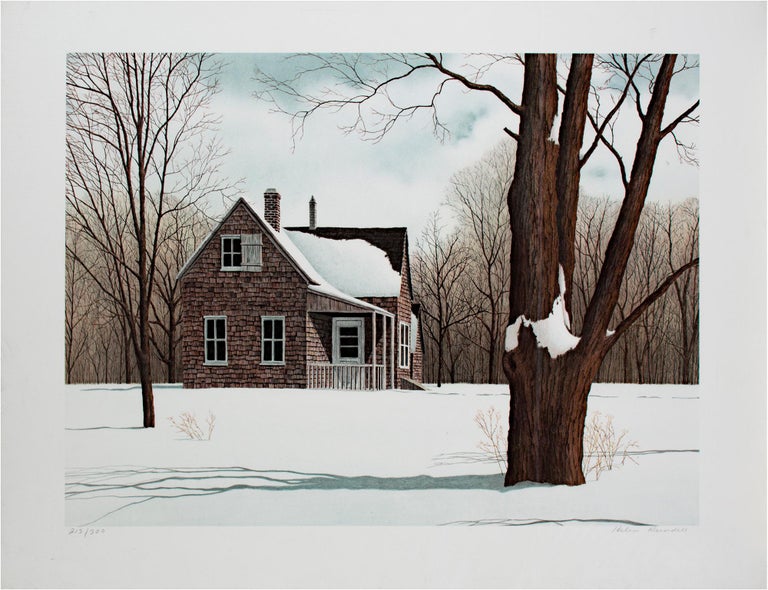 Helen Rundell - "North Fork," Original Color Lithograph Winter ...