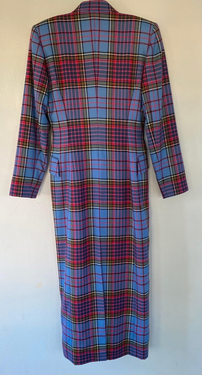 Helen Storey Vintage 1980s/90s Plaid Wool Maxi Coat For Sale at 1stDibs