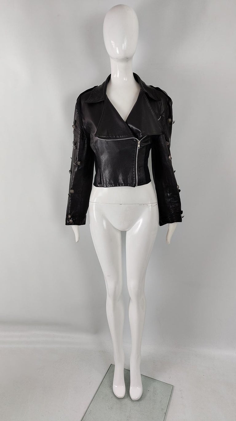 Helen Storey Vintage 80s Avant Garde Womens Real Leather Biker Jacket ...