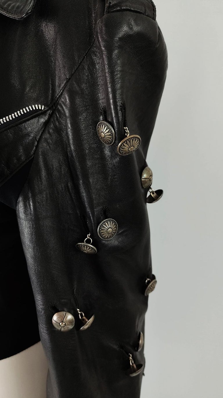 Helen Storey Vintage 80s Avant Garde Womens Real Leather Biker Jacket ...