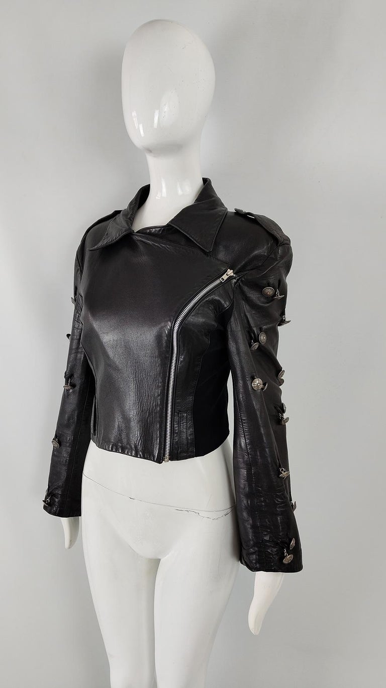 Helen Storey Vintage 80s Avant Garde Womens Real Leather Biker Jacket ...