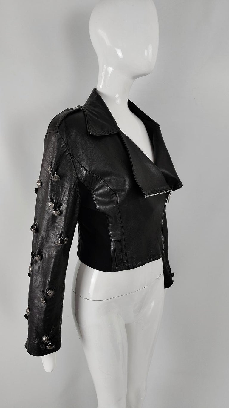 Helen Storey Vintage 80s Avant Garde Womens Real Leather Biker Jacket ...