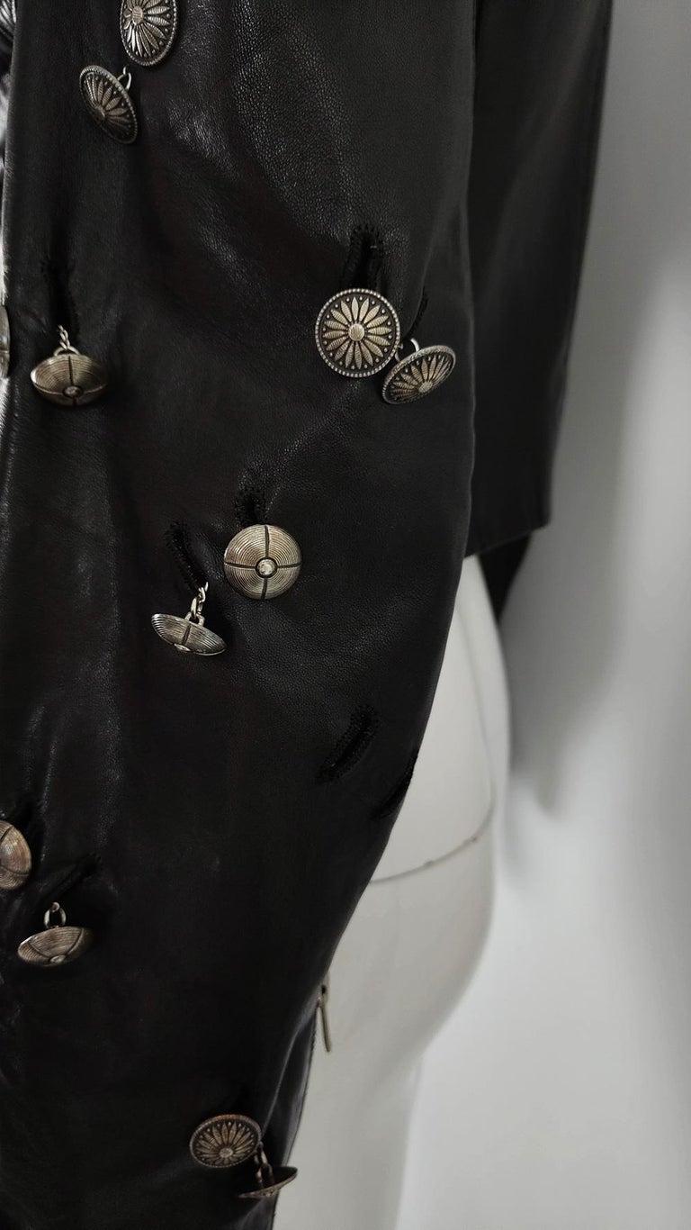 Helen Storey Vintage 80s Avant Garde Womens Real Leather Biker Jacket ...