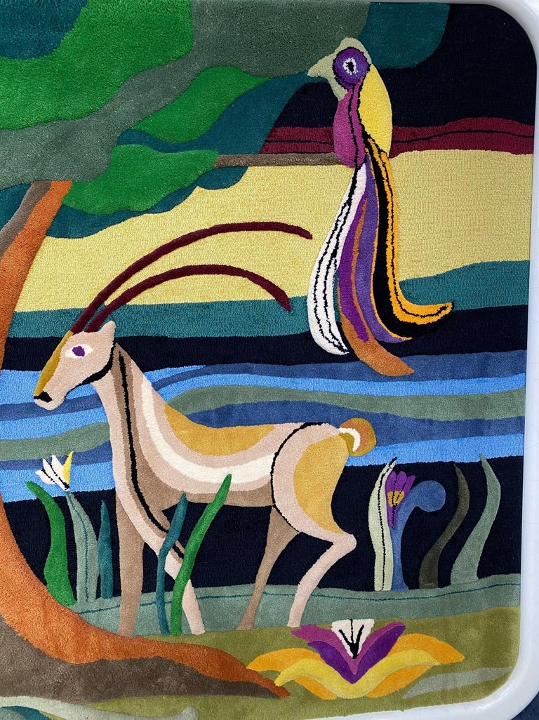 Helen Webber Signed Monumental Large Custom Framed Jungle Scene Woven ...