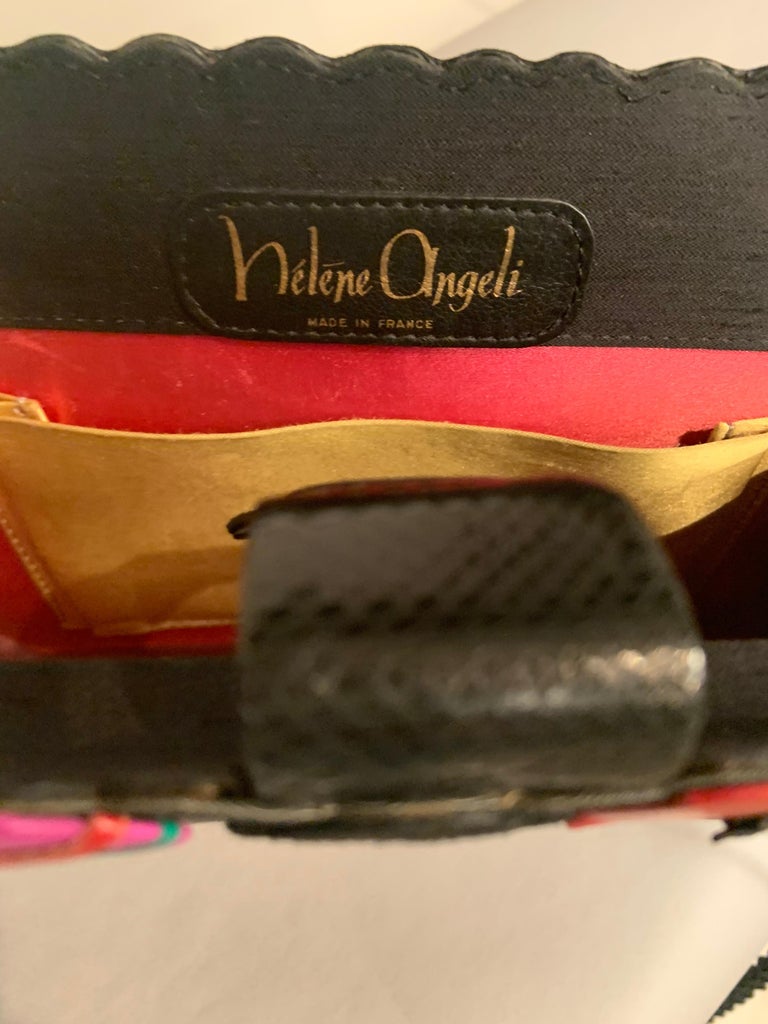 Helene Angeli "Crowd of People" Leather and Silk Shoulder Bag For Sale ...