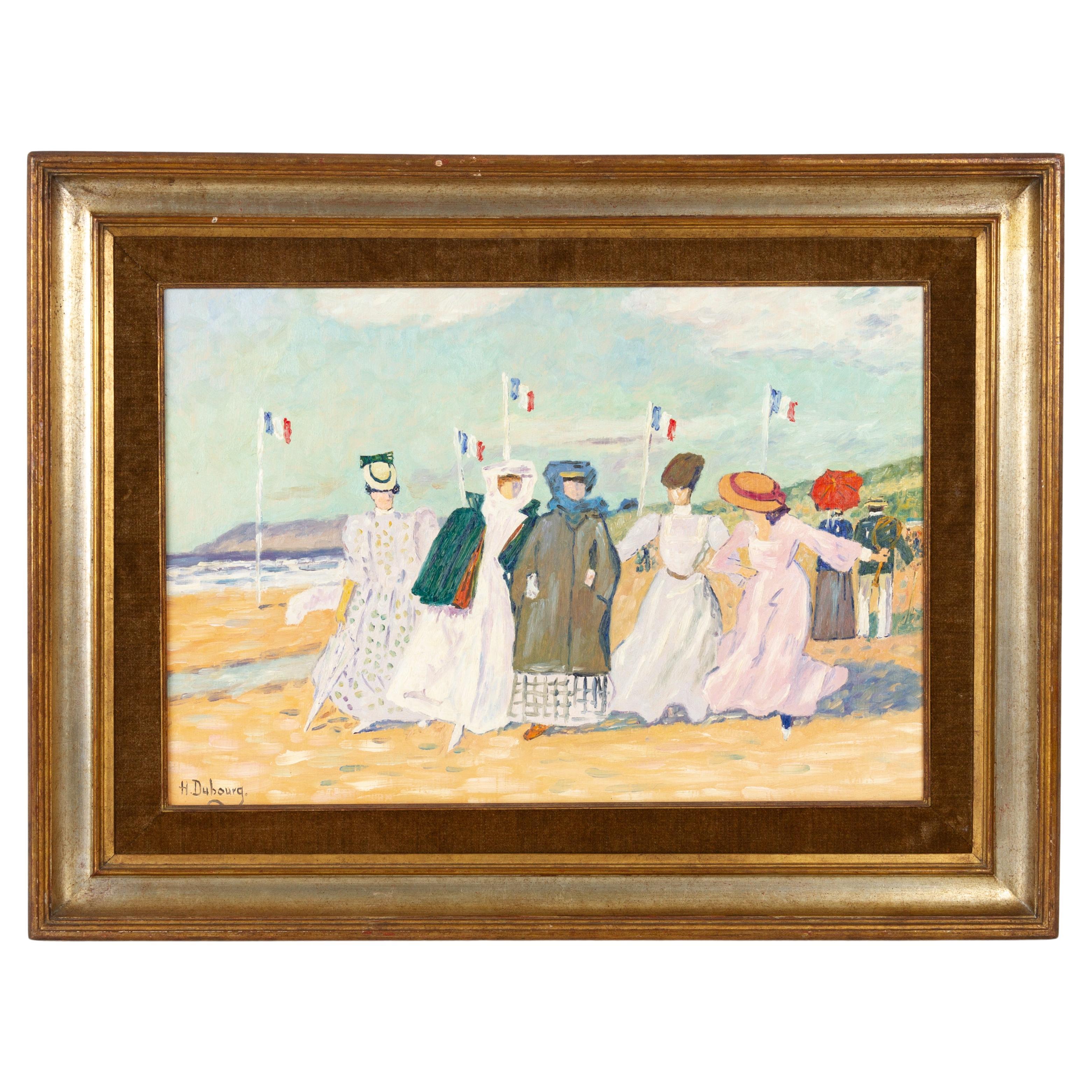 Oil on Canvas; a Serene Impressionist Beach Scene Painting; Signed ...