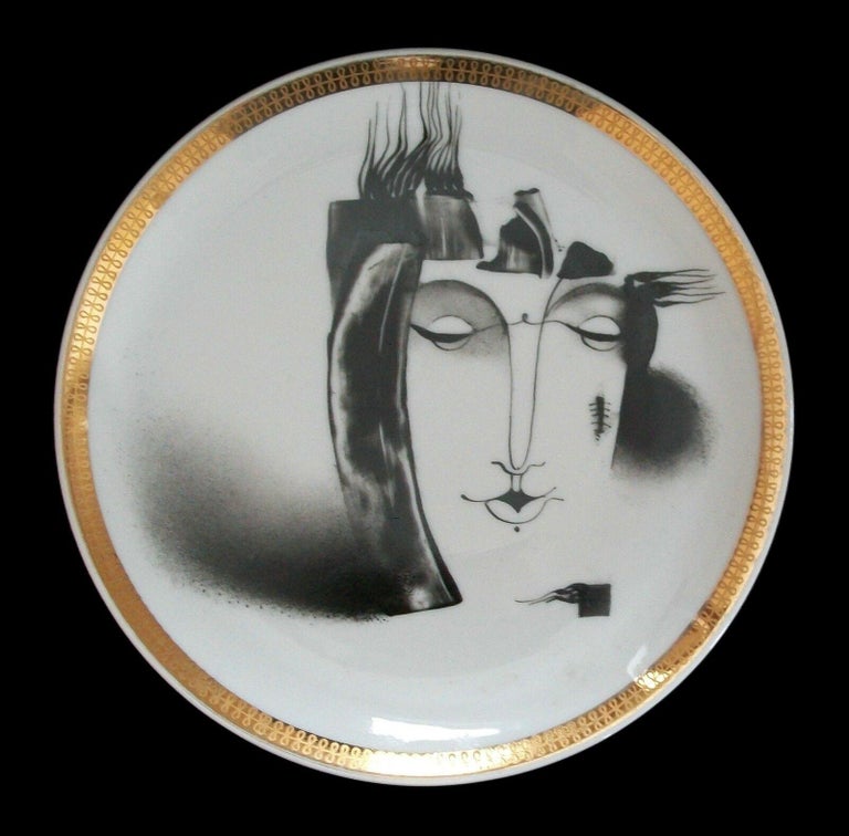 Helga Melnbarde, 'Portrait', Hand Painted Ceramic Plate, Latvia, circa ...