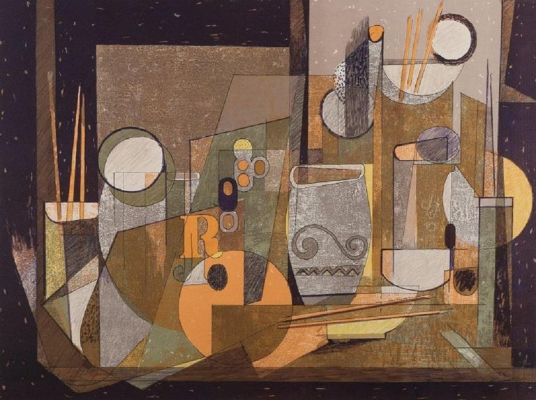 Helge Ernst '1916-1991', Test Print on Paper, Modernist Composition For ...