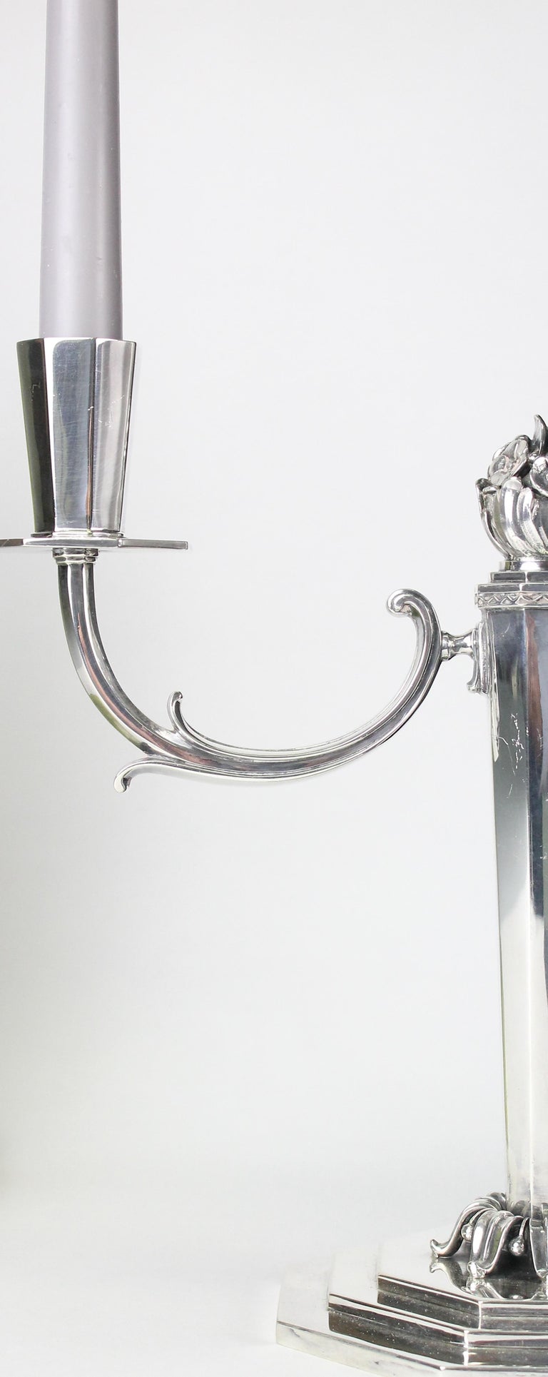 Helge Lindgren Swedish Modern Silver Candelabras Stockholm, 1943 For ...