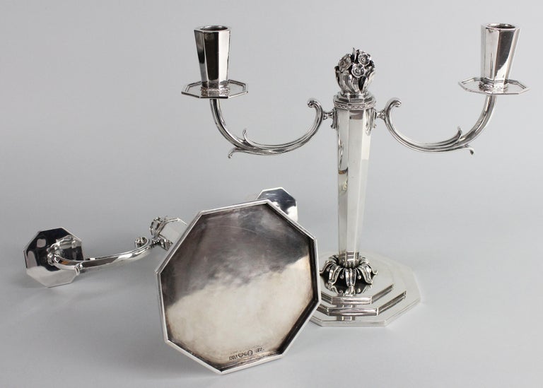 Helge Lindgren Swedish Modern Silver Candelabras Stockholm, 1943 For ...