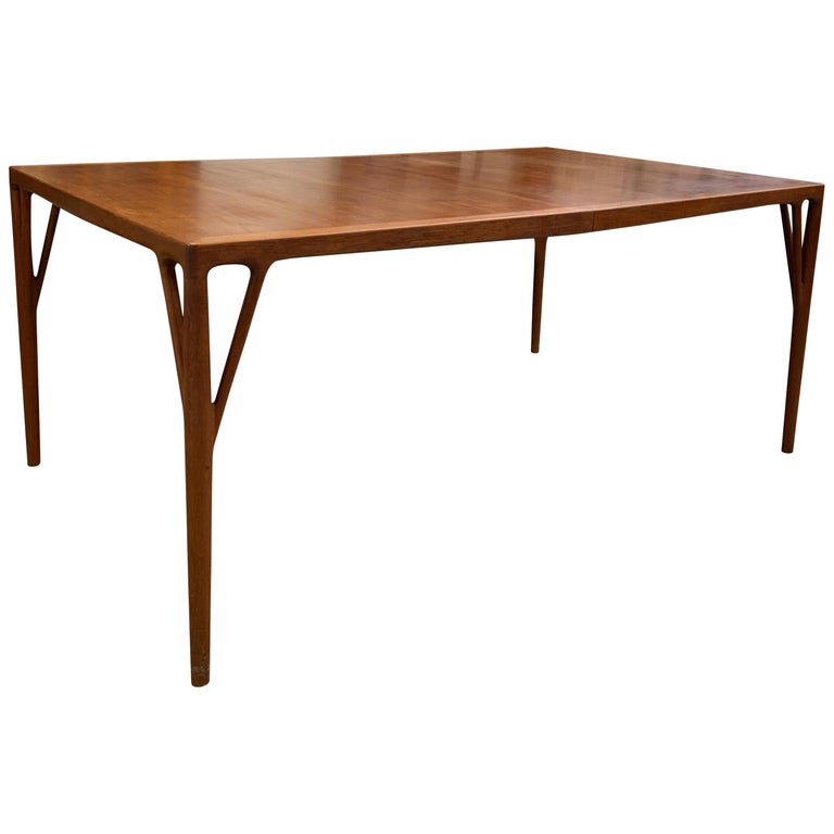 Helge Vestergaard-Jensen Dining Table in Teak with Three Leaves ...