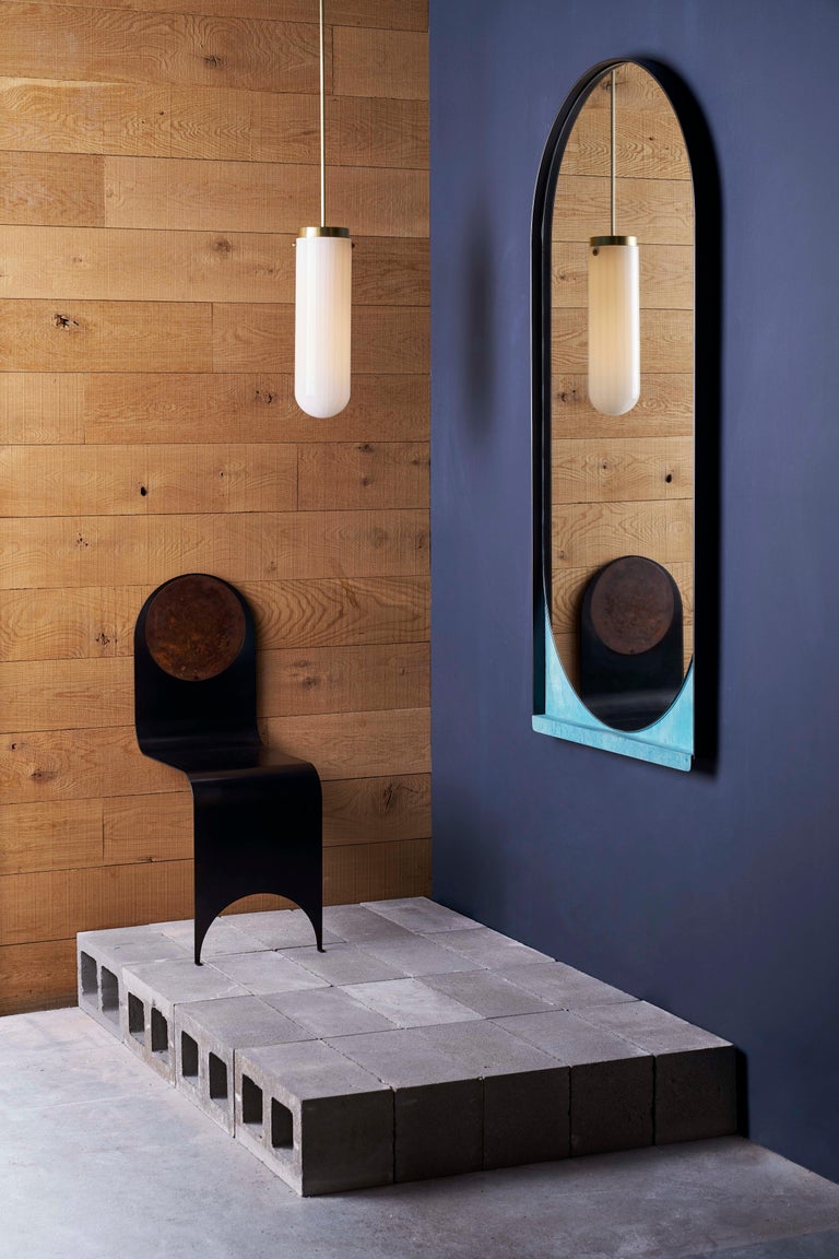 Helios Streamline Moderne Inspired Blown Glass and Brass Pendant Lamp ...