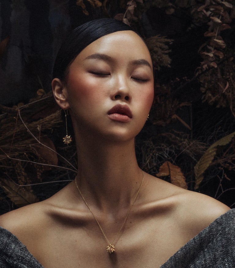 Helix Frame Diamond Dangle 18k Gold Earrings For Sale (Free Shipping ...