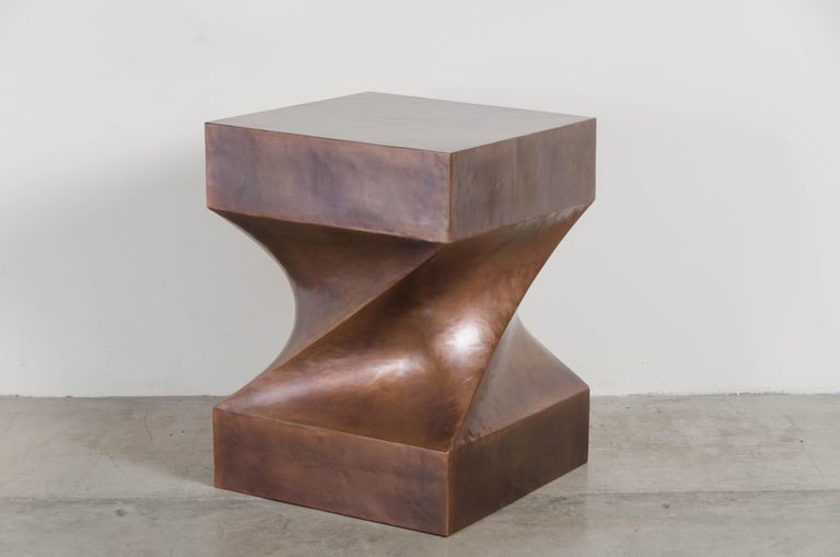 Helix Side Table, Antique Copper by Robert Kuo, Hand Repousse, Limited ...