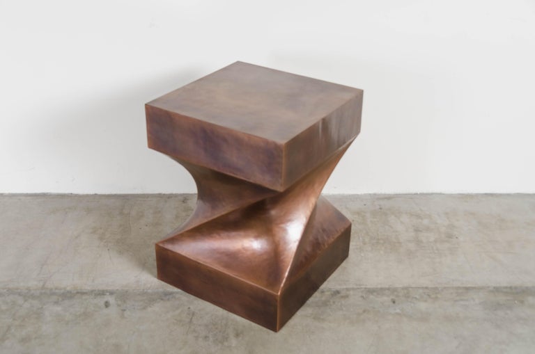 Helix Side Table, Antique Copper by Robert Kuo, Hand Repousse, Limited ...