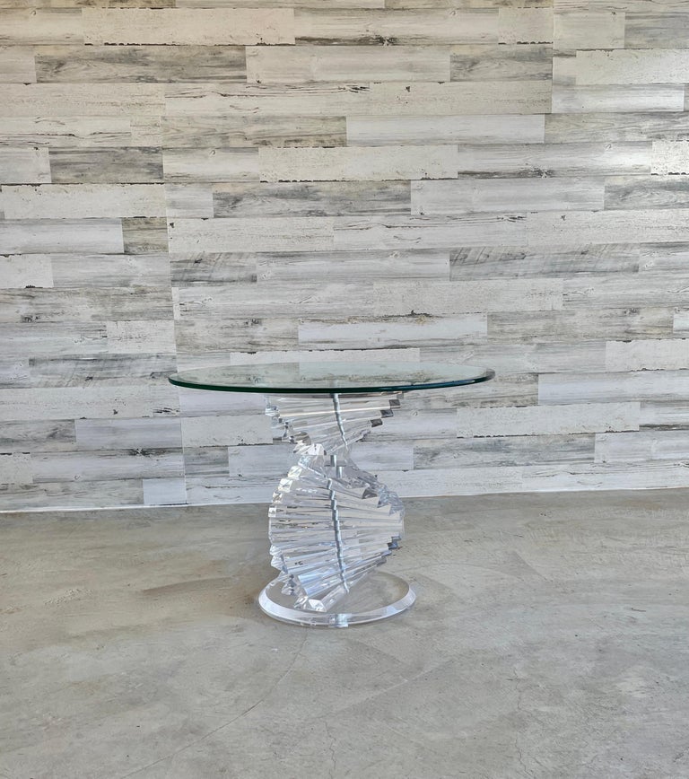 Helix Spiral Lucite Side Table For Sale at 1stDibs