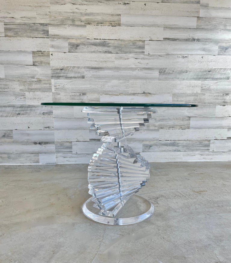 Helix Spiral Lucite Side Table For Sale at 1stDibs