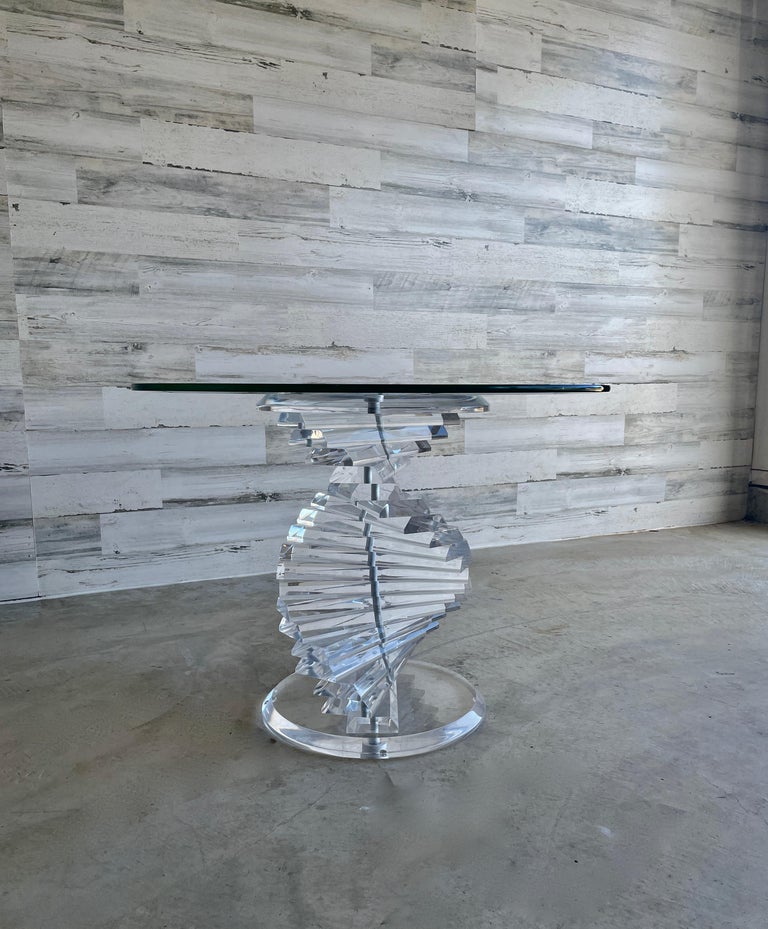 Helix Spiral Lucite Side Table For Sale at 1stDibs