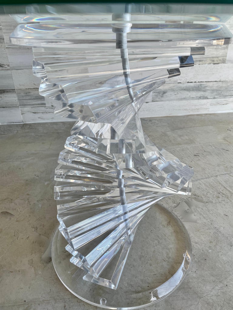 Helix Spiral Lucite Side Table For Sale at 1stDibs