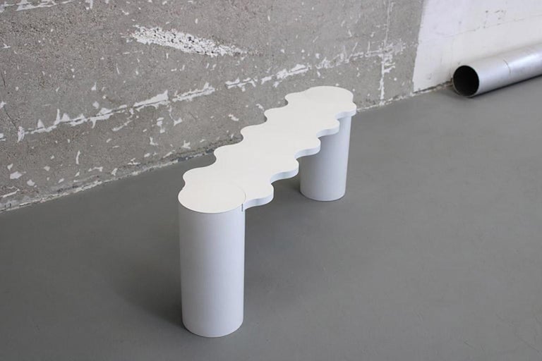 Contemporary Hella Bench in White Lacquered Aluminum For Sale at 1stDibs