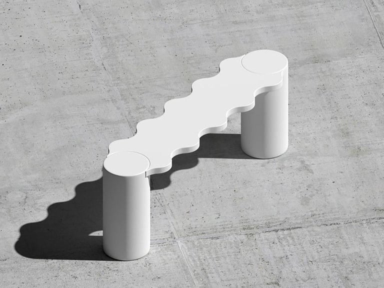 Contemporary Hella Bench in White Lacquered Aluminum For Sale at 1stDibs