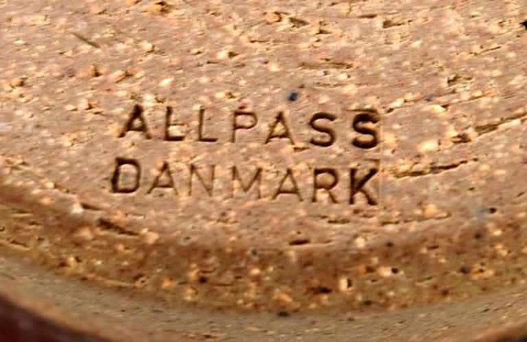 Helle Alpass ‘1932-2000’, Low Bowl of Raw and Glazed Stoneware in Brown ...