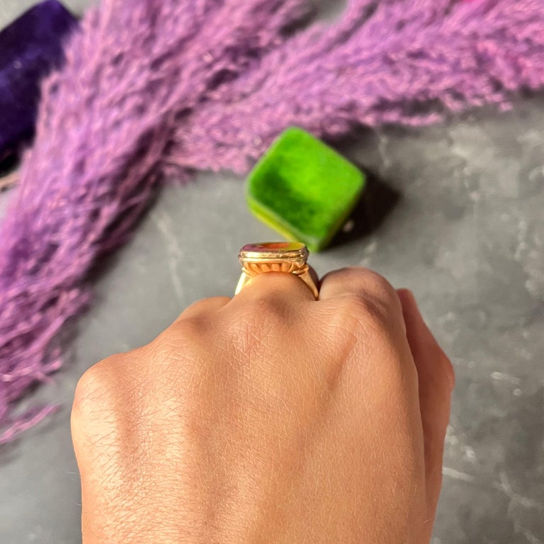 Hellenistic Victorian Carnelian Intaglio 14 Karat Yellow Gold Julius ...