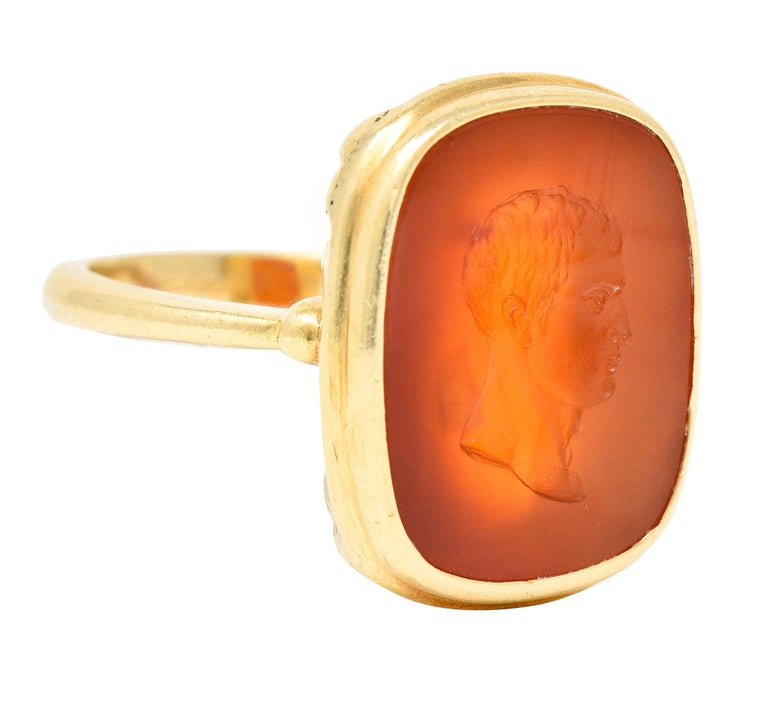 Hellenistic Victorian Carnelian Intaglio 14 Karat Yellow Gold Julius ...