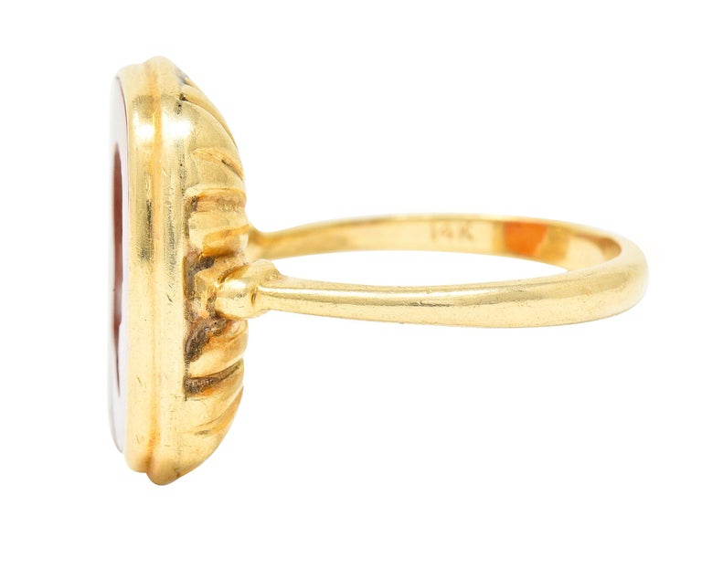 Hellenistic Victorian Carnelian Intaglio 14 Karat Yellow Gold Julius ...