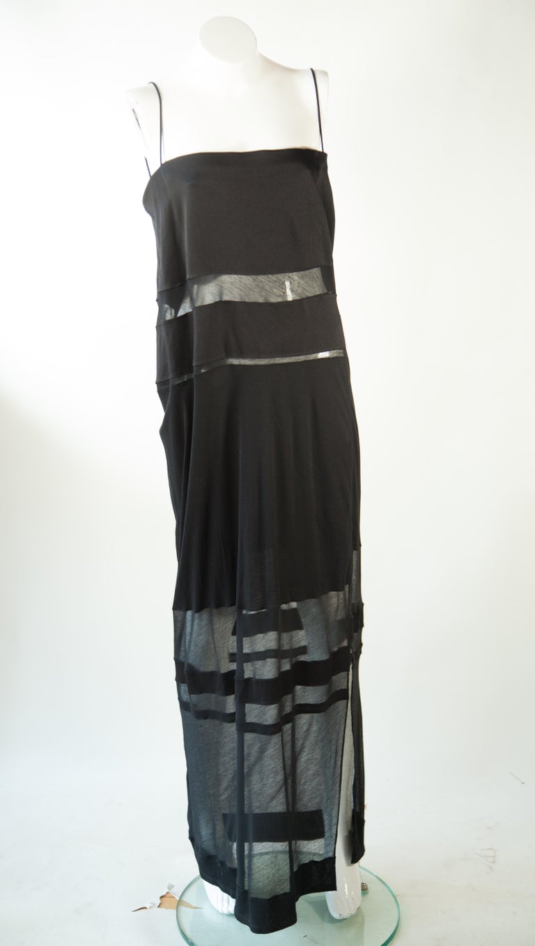 Helmut Lang, Silk, Sheer Panel, Black, Strappy, Maxi Dress, 2000s For ...