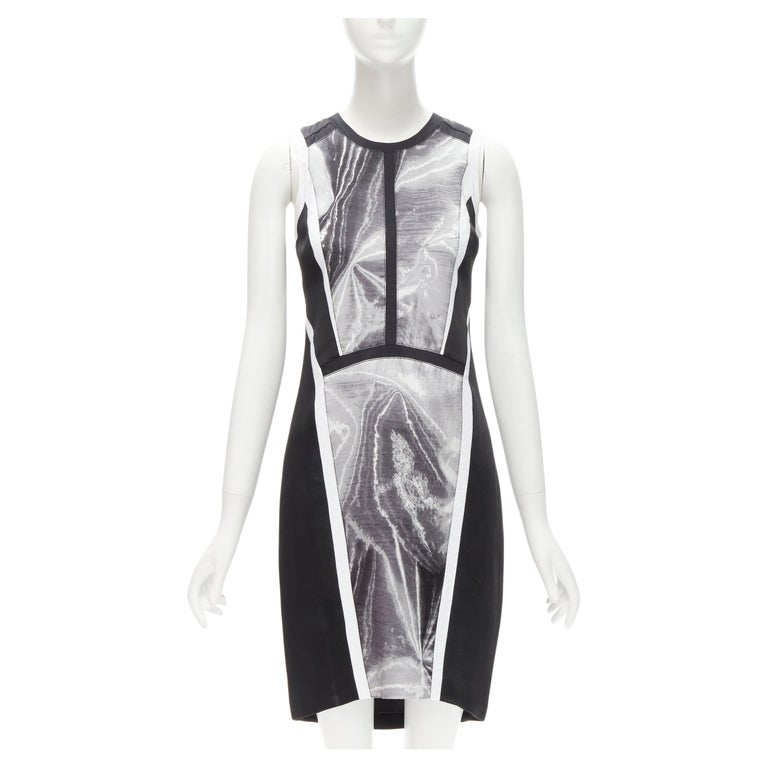 HELMUT LANG black white abstract print paneled dress US0 XS For Sale at ...