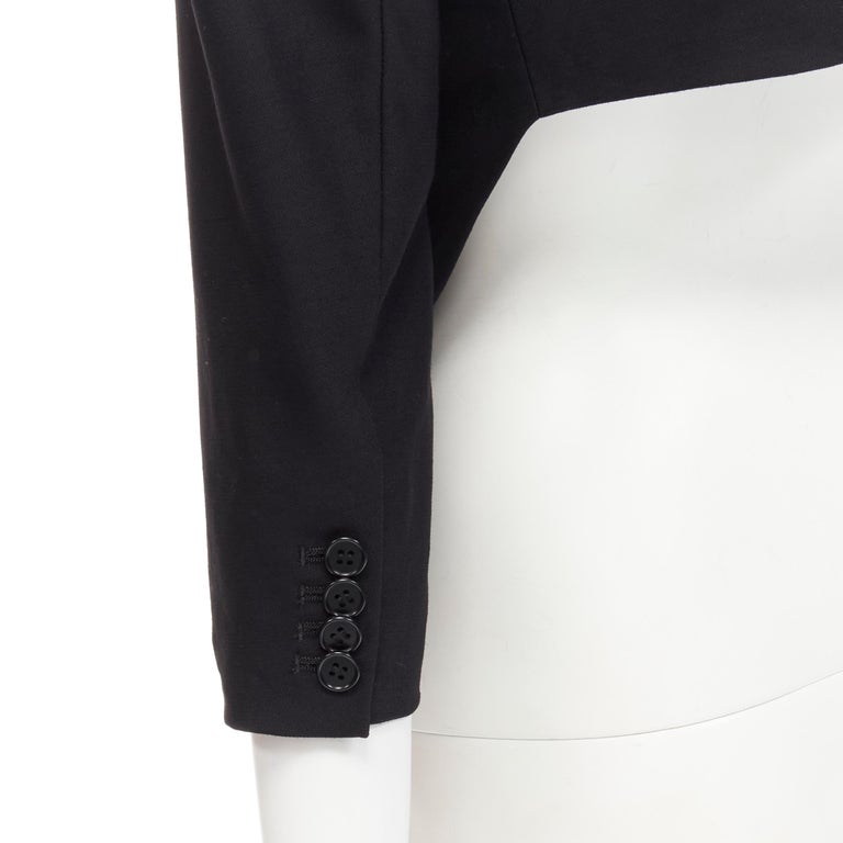 HELMUT LANG black wool slim label wrap cut out back blazer US2 S For ...