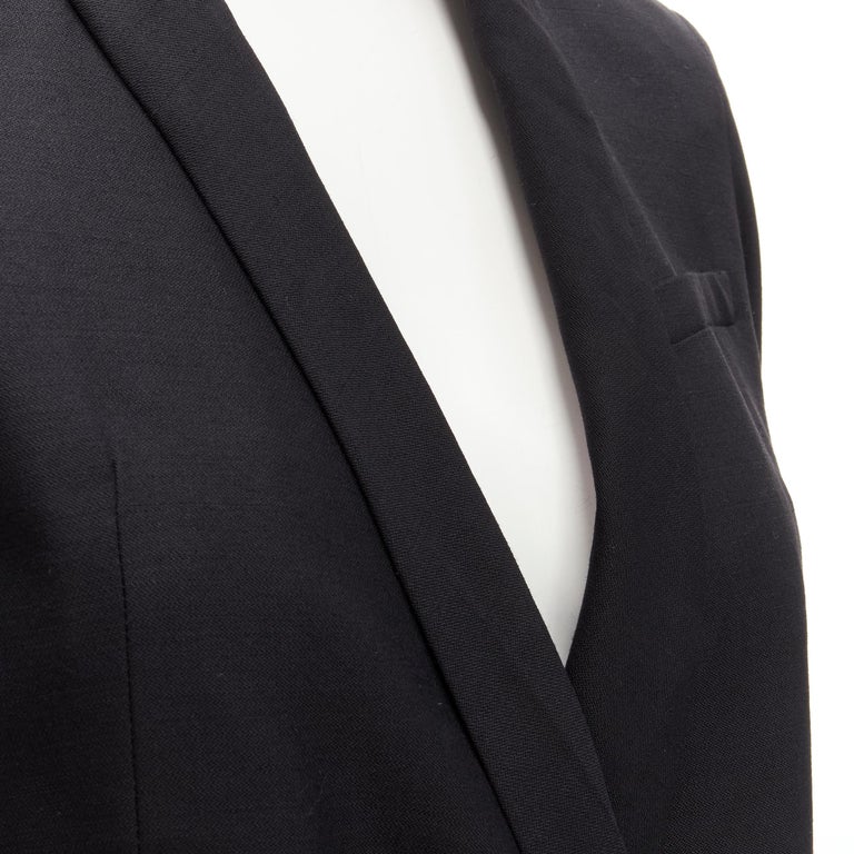 HELMUT LANG black wool slim label wrap cut out back blazer US2 S For ...