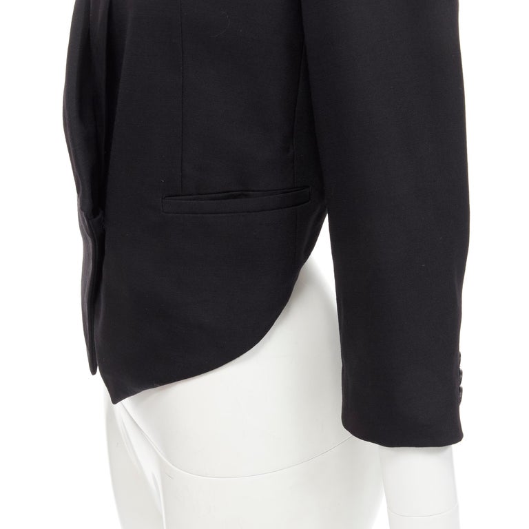 HELMUT LANG black wool slim label wrap cut out back blazer US2 S For ...