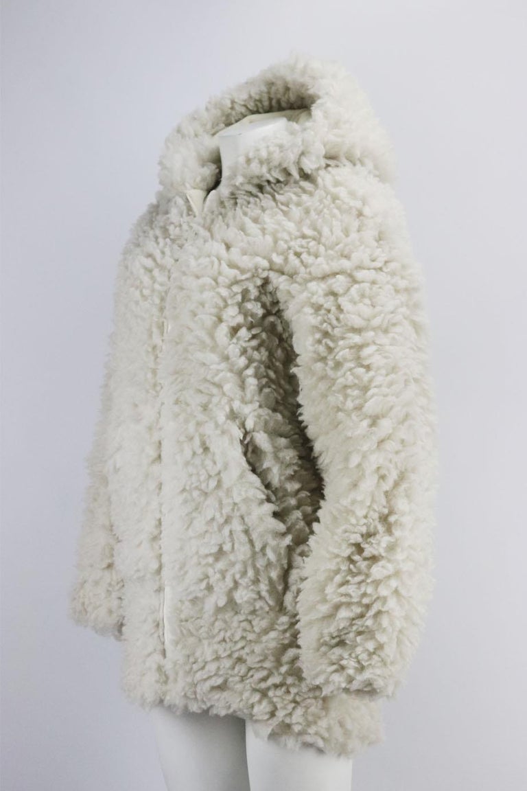 Helmut Lang Hooded Faux Shearling Coat Xsmall For Sale at 1stDibs
