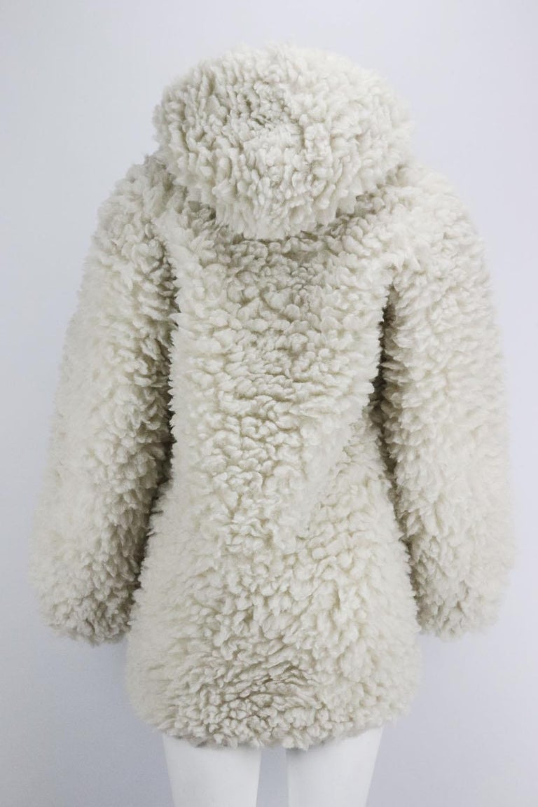 Helmut Lang Hooded Faux Shearling Coat Xsmall For Sale at 1stDibs