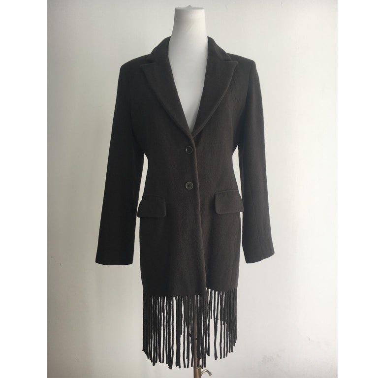 Helmut Lang Long Fringe Coat Vienna Tag Circa 1999 For Sale at 1stDibs