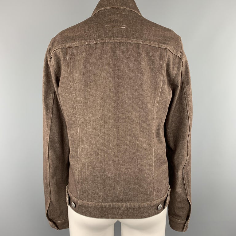 HELMUT LANG Size M Brown Raw Denim Buttoned Jacket at 1stdibs