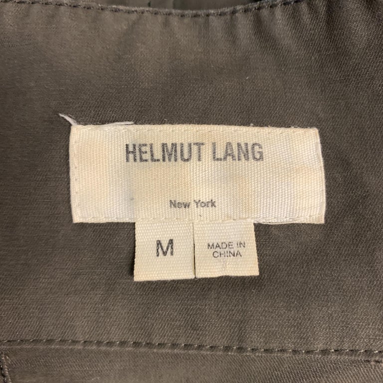 HELMUT LANG Size M Olive Cotton / Nylon Detachable Patch Hooded Jacket ...